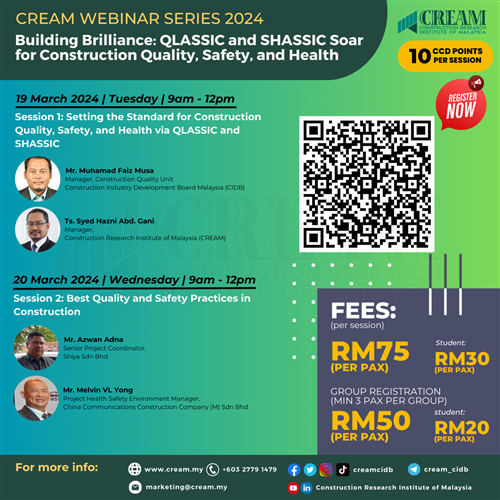 Construction Research Institute of Malaysia (CREAM) News & Announcements